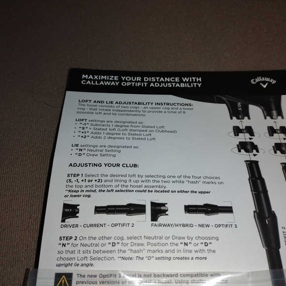 Callaway | Other | Callaway Optifit Golf Club Adjustment Guide | Poshmark